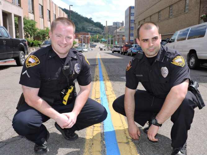 Blue Line in Middle of Chapline Street Honors Wheeling Police Officers ...